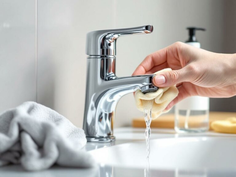 Faire reluire des robinets chromés avec alcool ménager et lingette douce